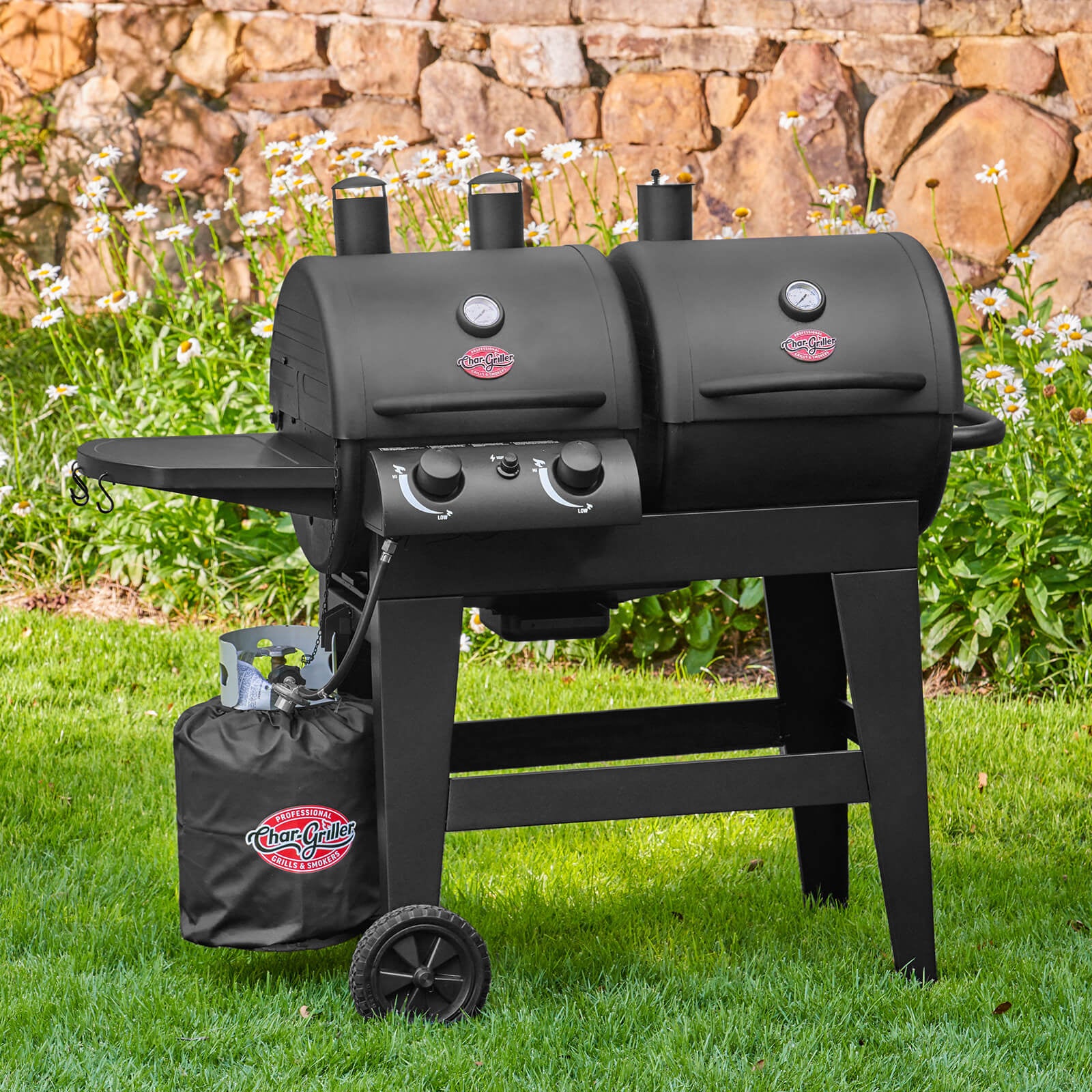Dual Function 2-Burner Gas & Charcoal Grill - Char-Griller