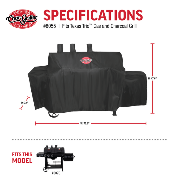 Texas Trio® Gas & Charcoal Grill Cover - Char-Griller